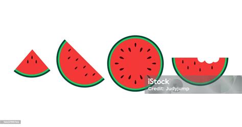수박 평면 아이콘은 흰색 배경에 격리되어 있습니다 만화 수박 귀엽고 귀여운 스타일 재미 있는 수박 그림입니다 전체 슬라이스 반