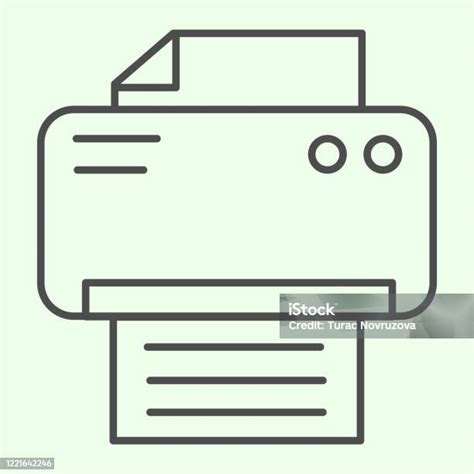 프린터 가는 선 아이콘입니다 사무실 레이저 제트 인쇄 기계 윤곽 선 스타일 흰색 배경에 그림 모바일 개념 및 웹 디자인에 대한 비즈니스 및 조직 표지판 벡터 그래픽 개념에