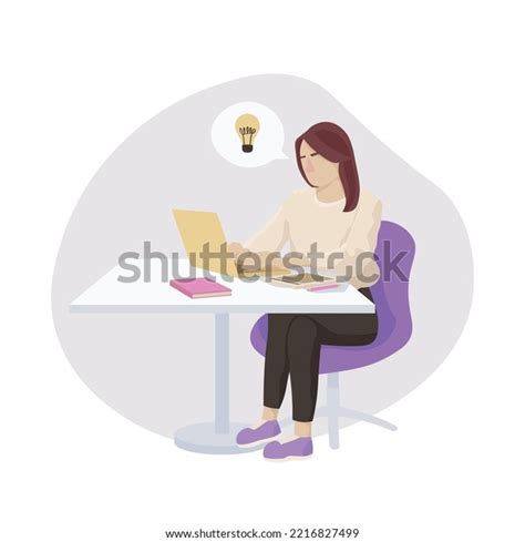 Female Writer Laptop Table On White Stock Vector Royalty Free Shutterstock