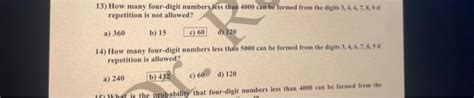 solved 13 how many four digit numbers less than 4000 can be