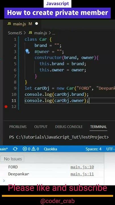 private member variable in javascript shorts youtube