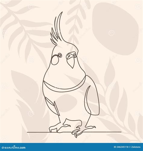 Parrot Continuous Line Art Drawing Style Minimalist Black Cockatoo