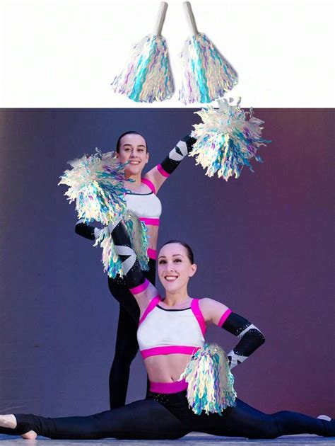 2 Pcsset Metallic Color Cheerleading Pom Poms For Cheerleaders Dance