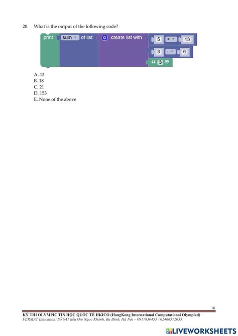 Ôn Thi Blockly đề1 Online Exercise For Live Worksheets