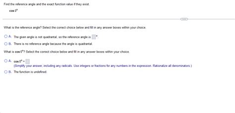 Solved Find The Reference Angle And The Exact Function Value Chegg