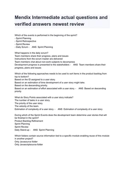 Mendix Intermediate Actual Questions And Verified Answers Newest Review