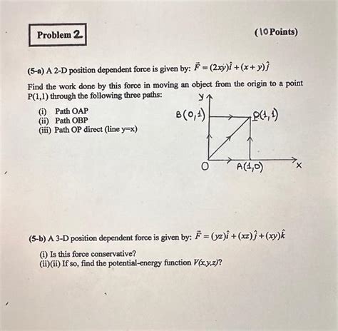 Solved 5 A A 2 D Position Dependent Force Is Given By