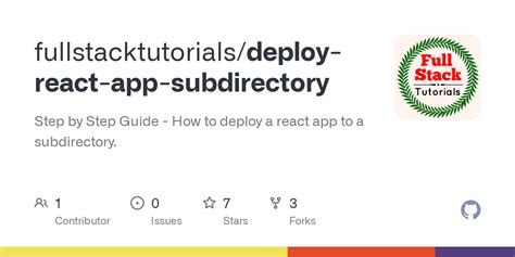Github Fullstacktutorialsdeploy React App Subdirectory Step By Step