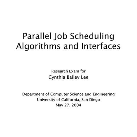 Ppt Parallel Job Scheduling Algorithms And Interfaces Powerpoint