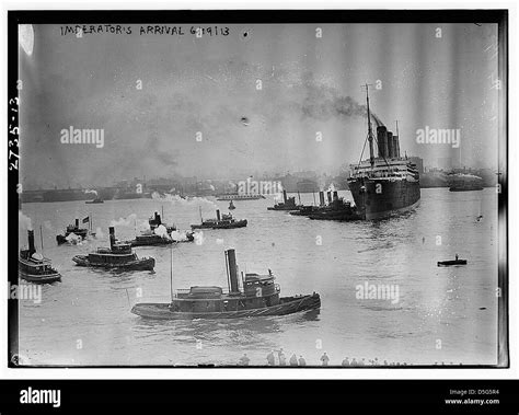 The Ocean Liner Rms Imperator Part Of The Cunard Line Arrives In The