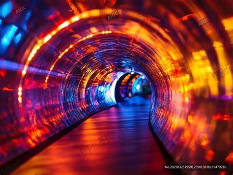 Ai创作图灯光隧道 炫彩 光影 景观 色彩 通道 绚丽 奇幻 动感 线条 闪烁 氛围 空间 视 艺术 昵图网