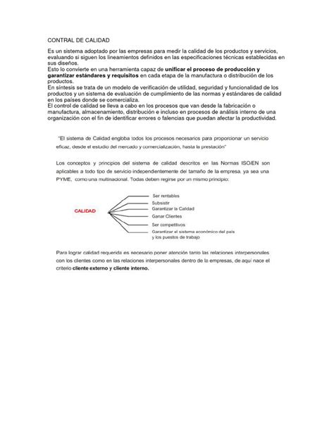 Contral De Calidad Pdf Calidad Comercial Informática