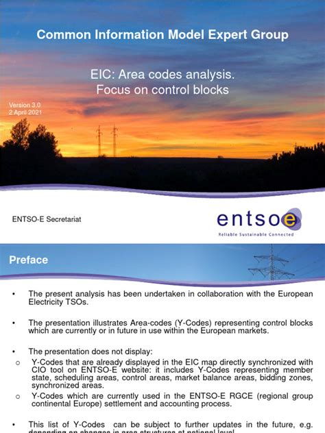 Entso X Eic Codes Market Areas V30 Pdf Computing