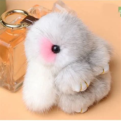 Luxury Cute Bunny Plush Fur Pom Pom Fluffy Real Mink Fur Mini Rabbit