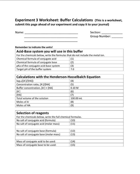 Experiment 3 Worksheet Buffer Calculations This Is