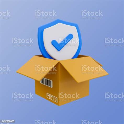 3d 최소한의 제품 보안 제품 보증 제품 품질 보증 틱 가드 쉴드가 있는 골판지 상자를 열었습니다 3d 그림입니다 0명에 대한
