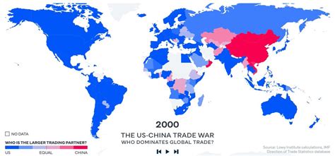 南びわ湖エリア情報🛳️ On Twitter 世界各国の貿易相手国で 米国と中国 どちらが大きいかを視覚化した地図