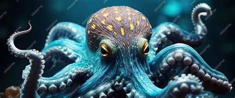 premium ai image blue octopus ai generated image