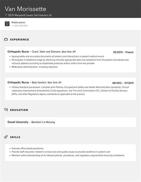 Orthopedic Nurse Resume Samples Velvet Jobs