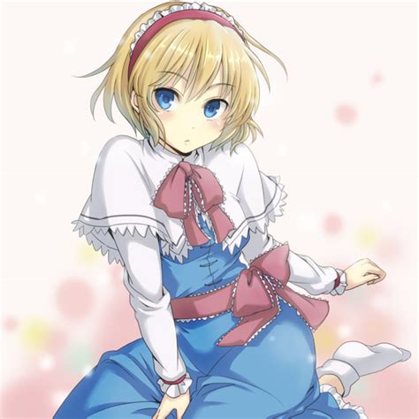 Safebooru Between Legs Blonde Hair Blue Eyes Blush Bow Capelet Dress