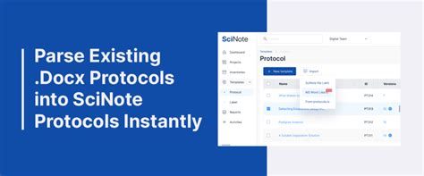 Parse Existing Docx Protocols Into SciNote Protocols Instantly SciNote