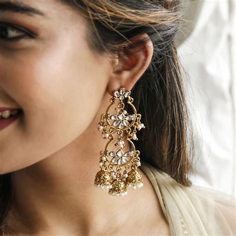 Buy Fida Wedding Ethnic Gold Kundan Drop Earrings For Womenosxxipdje15