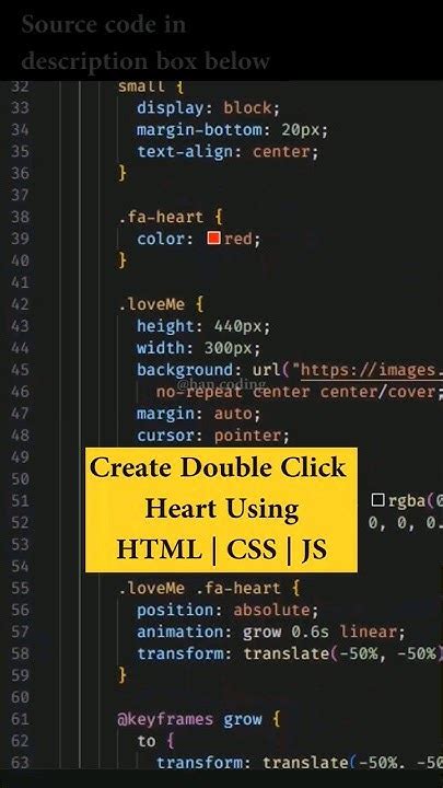 Create Double Click Heart Using Html Css Js Youtube