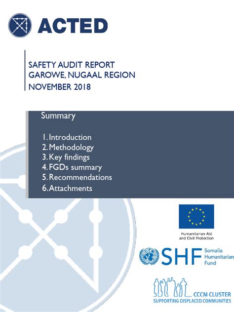 Safety Audit Garowe Nov 2018 Narrative Report Final Pdf Internally Displaced Person