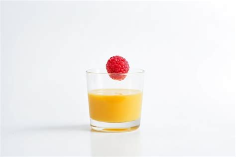 Premium Photo Golden Beverage With A Raspberry Garnish
