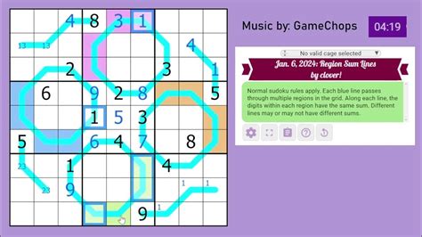 Genuinely Approachable Sudoku Region Sum Lines 6 January 2024 Youtube