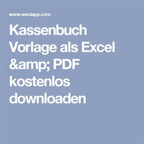 Kassenbuch Vorlage als Excel PDF kostenlos downloaden Kassenbuch Vorlagen Bücher