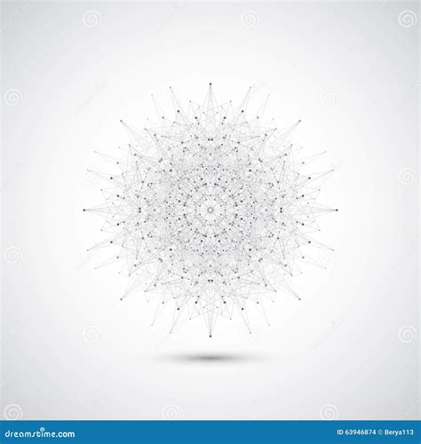Geometric Abstract Form With Connected Lines And Dots Vector Illustration Stock Vector