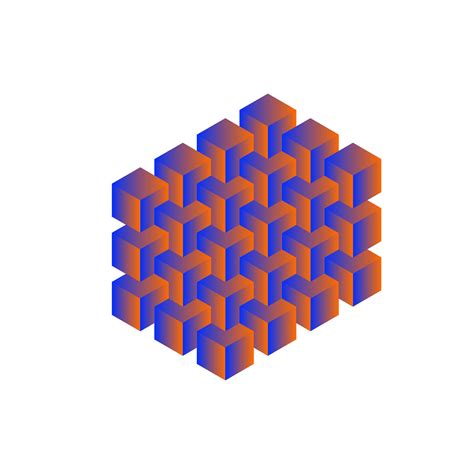 3d Orange And Blue Gradient Cube Boxes Stack Isometric Cubic Blocks Structure Vector