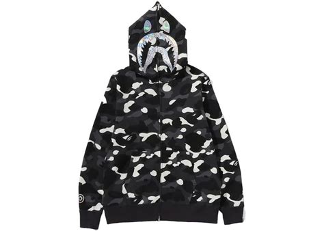 Bape City Camo Shark Full Zip Hoodie Ss24 Black Black Bape Hoodie