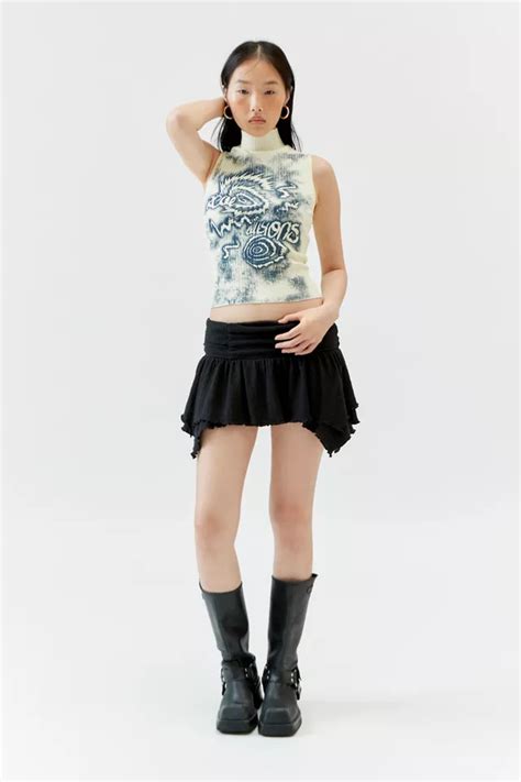 Real Illusions Ribbed Mock Neck Tank Top Urban Outfitters