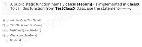 Solved 2 A Public Static Function Namely Calculatesum Is