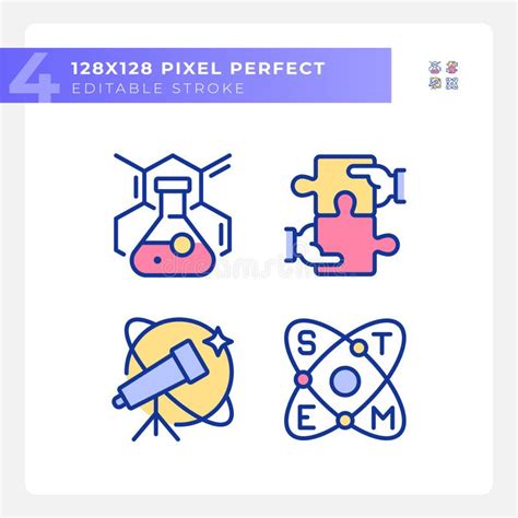 Stem Impact On Education Pixel Perfect Rgb Color Icons Set Stock Vector