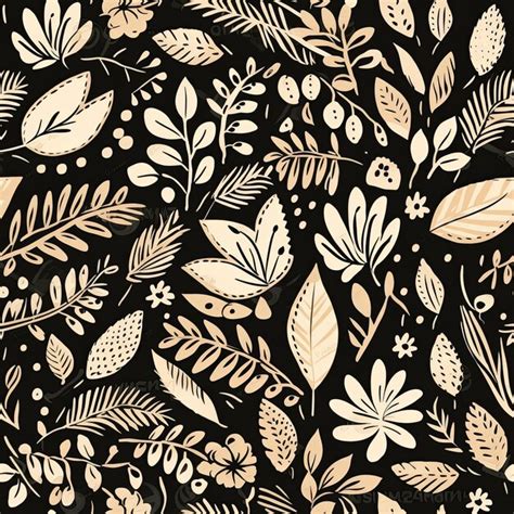 Abstract Floral Lino Cuts Of Leaves Premium Ai Generated Image