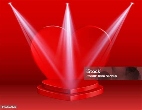 빨간색 배경에 하트 모양이 있는 빨간색 받침대 디자인 프리젠 테이션 광고 배너 포스터에 대 한 배경 강단에 대한 스톡 벡터 아트 및 기타 이미지 Istock