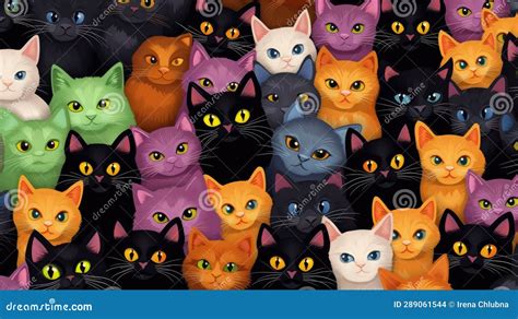 Illustration Of Colourful Cartoon Cats Stock Illustration
