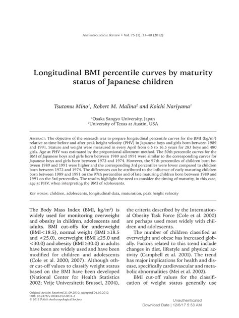 Fillable Online Bmi Percentile Curves By Maturity Status Fax Email