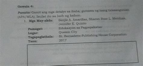 Gswain 4 Panuto Gamit Ang Mga Detalye Sa StudyX