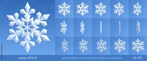 Animated Crystal Snowflake Turning 3d Icon Of Winter And Frost Vector