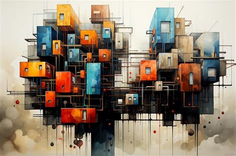 Premium Photo Contemporary Expression Abstract Geometric Cityscape