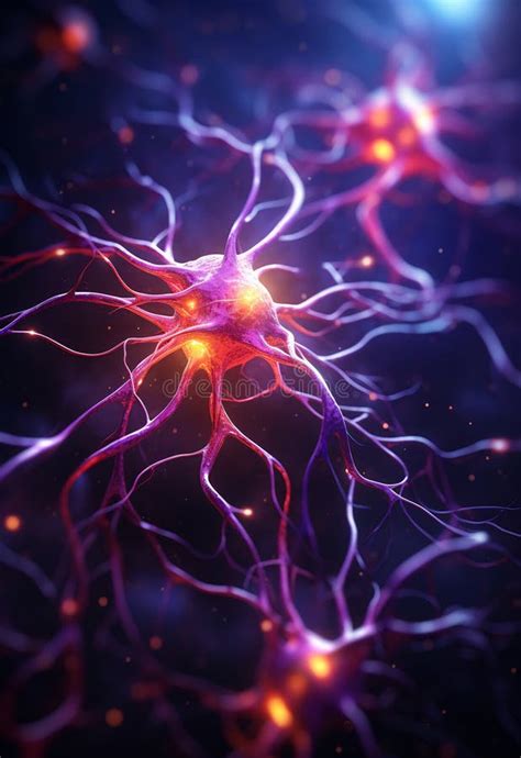 Colorful Neural Network Cells With Glowing Connections Stock Illustration Illustration Of