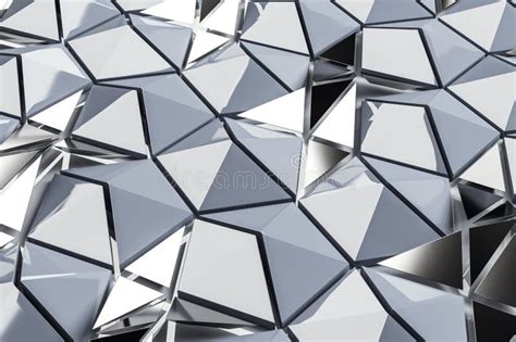 Abstract Geometric Pattern Of Reflective Triangular Surfaces 3d Rendering Stock Illustration