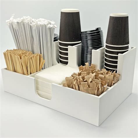 Органайзер на 9 секций для стаканов салфеток сахара барный органайзер для кофейни белый