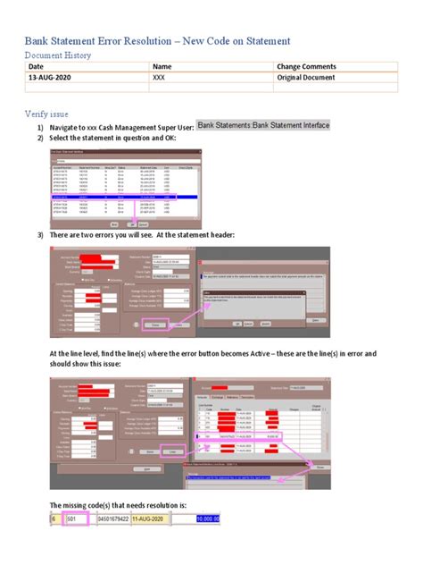 Oracle Ebs Cash Management Bank Statement Error Resolution Steps Pdf