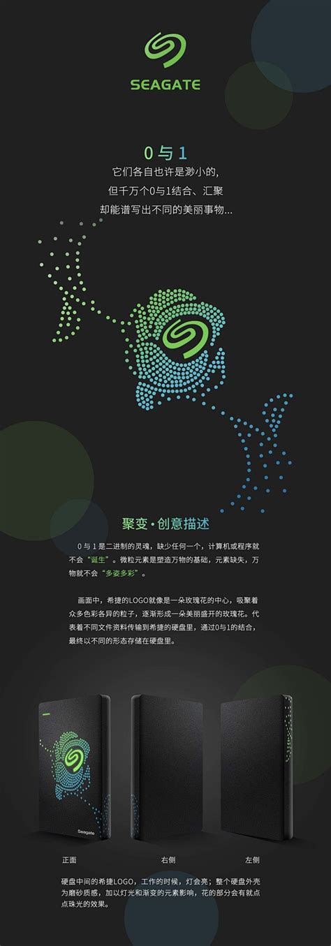 0 与 1 是二进制的灵魂，缺少任何一个，计算机或程序就不会 诞生”。微粒元素是塑造万物的基础，元素缺失，万物就不会 多姿多彩”。 画面中
