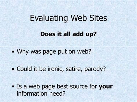 PPT Evaluating Web Resources PowerPoint Presentation Free Download ID